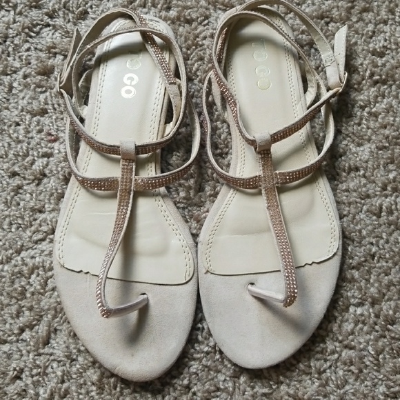 TOGO shoes | Shoes | Togo Beige Suede Strappy Jeweled Sandals | Poshmark